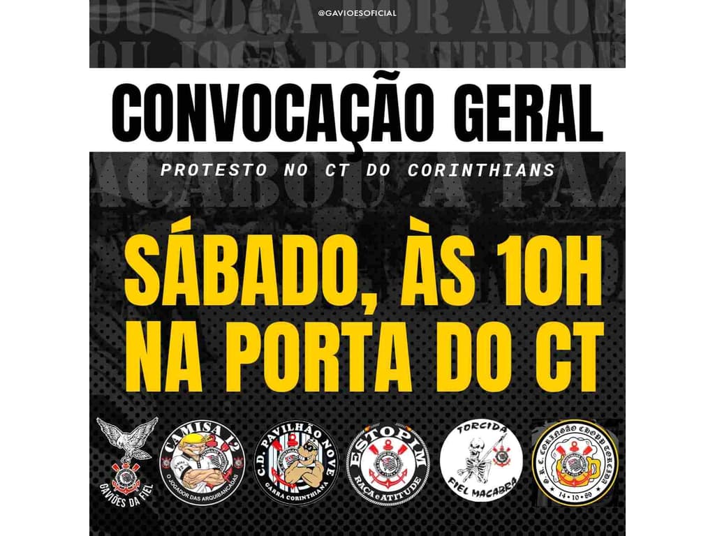 Organizadas do Corinthians convocam para protesto na porta do CT ...