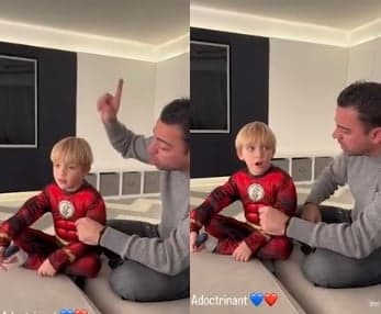 VÍDEO: Xavi ensina o filho a cantar o hino do Barcelona - Lance!