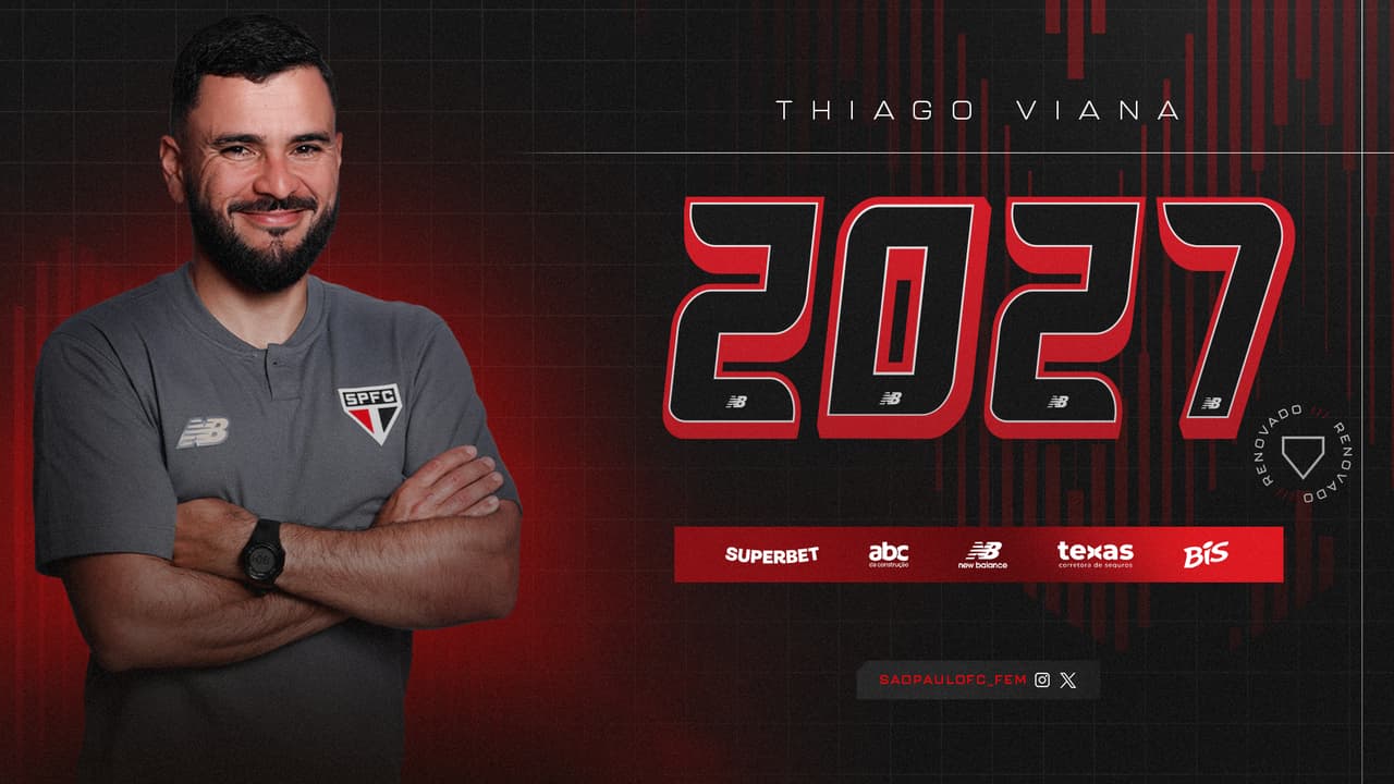 Treinador Thiago Viana renova com São Paulo até 2027