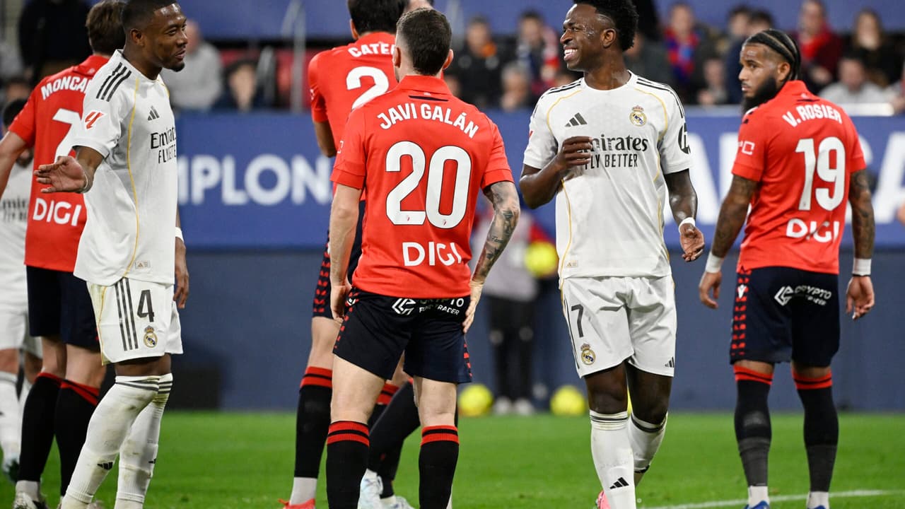 Vini Jr marca, mas Real Madrid perde para Osasuna em La Liga