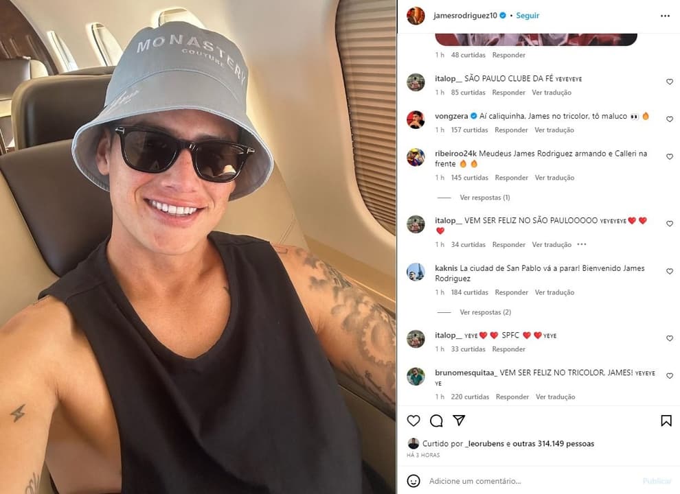 James Rodríguez posta foto em avião, e torcedores do São Paulo invadem ...