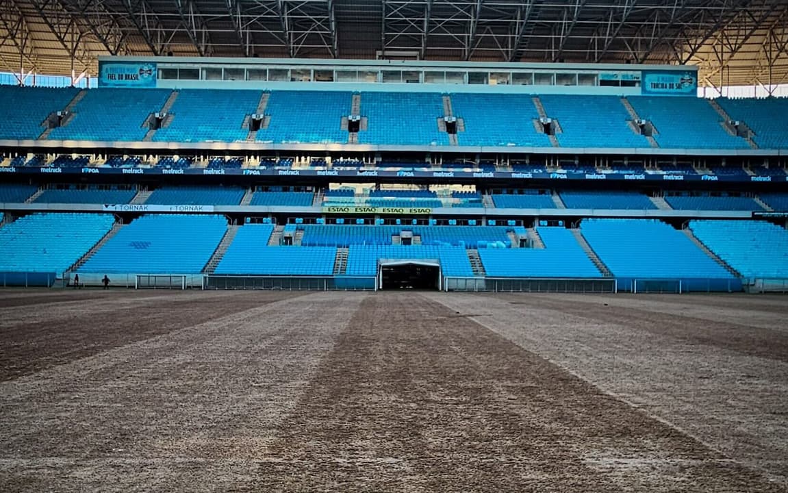 Arena do Grêmio começa limpeza após enchente e encontra peixe