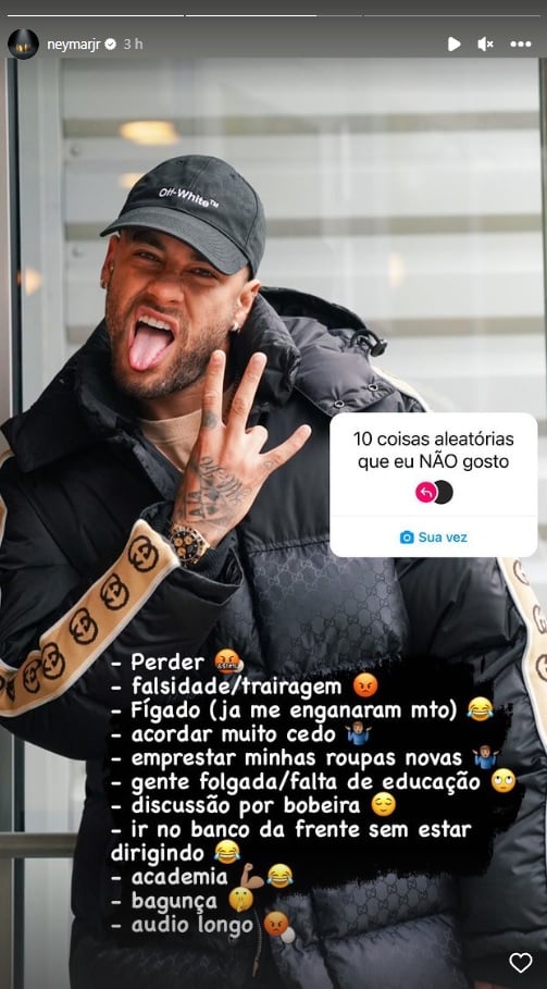 Neymar entra em brincadeira e elege dez coisas que não gosta ...